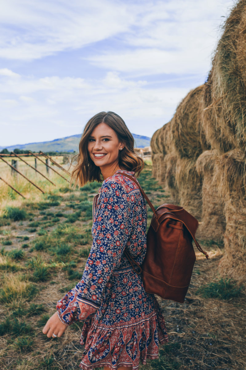 Fall: Boho Dress + Leather Backpack - Wanderlust Out West